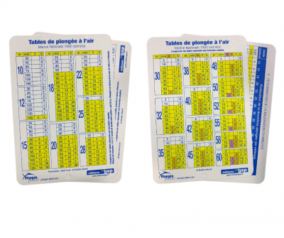 Tables de plongée à l'air MN90